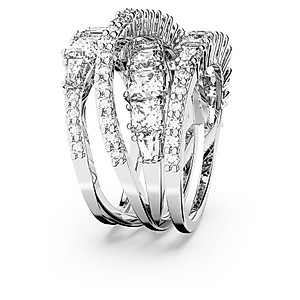 SWAROVSKI Hyperbola Ring, Mixed Cuts, Clear, Rhodium Finished; Size: Us 6; Eu 52