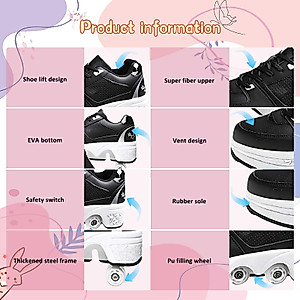 JZYUN Clock Double-Row Deform Wheel Roller Skates, 2 in 1 Retractable Pulley Skating Shoes, Invisible Automatic Walking Shoes, Outdoor Sneakers for Exercising and Hiking