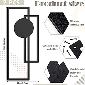 2 Pcs Metal Wall Decor Art Minimalist Wall Art Abstract Metal Vertical Decorations Wall Sculptures Geometric Modern Wall Hanging for Living Room (Rectangular)