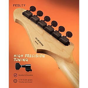 Fesley 39" Electric Guitar, Full Size Solid Body Electric Guitars For Beginner, ST Style, Maple Neck/Fretboard, Electric Guitar Kit With HSS Pickup, Gig Bag, Matte, Morandi Black