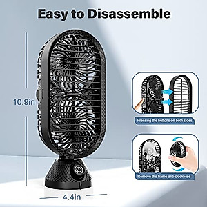 HEGGCOOE Desk Fan Oscillating Fan, Portable USB Tower Fan with Stepless Speed, Dual Air Circulation,120° Oscillation, 11 inch Personal Quiet Table Cooling Fan for Home Office Bedroom Desktop