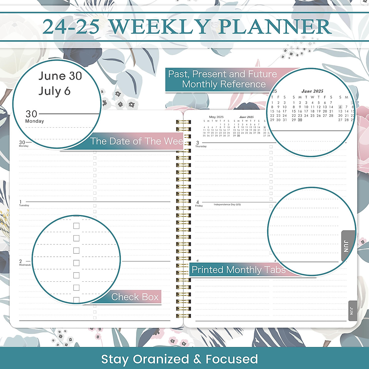 2024-2025 Planner - JUL 2024 - JUN 2025, Academic Planner 2024-2025, 2024-2025 Planner Weekly and Monthly with Tabs, 8" x 10", Perfect Daily Organizer
