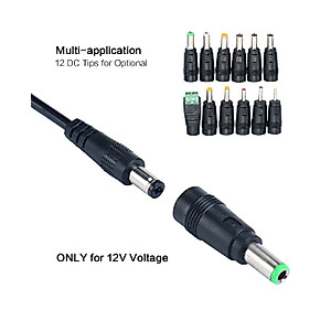 Geeon 12V AC DC Adapter 500mA 6W Transformer Charger with 12PCS Replacement Plug Connectors UL Listed (For 12 Volt Device ONLY)