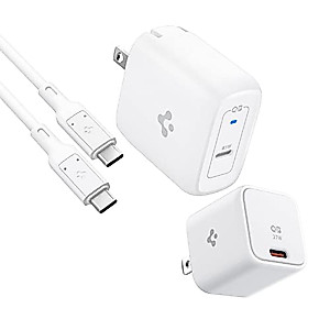 [Super Fast Charger Bundle] Spigen ArcStation 27W USB C Charger (Supports up to 25W Super Fast Charging) with Spigen ArcStation Pro 45W GaN USB C Charger (USB-C Cable Included)