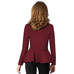 Hybrid & Company Women's Relaxed Jacket Zipper Suit Office and Parties Coat Jacket KJK1137 1012 Wine S