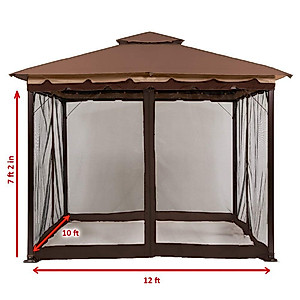 Keep Mosquitoes Out of Your 10 x 12 Gazebo with This Four Panel Pack of Easy to Netting with Zippers