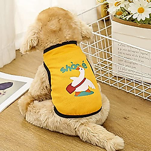 Dog Shirts, Colorful Puppy Sweatshirt, Cartoon Swan Print Cat Dog Sleeveless Top, Breathable Pet Printed T-Shirts for Small Medium Large Boy Girl Doggie Cats Green XS
