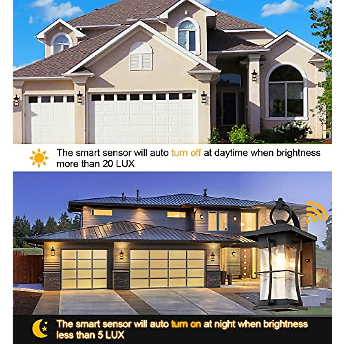 EERU Dusk to Dawn Outdoor Wall Lantern Exterior Light Fixtures Wall Mount Porch Light with Photocell Sensor Waterproof Outside Wall Lights for House, Patio, Garage, Black with Seeded Glass