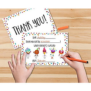 Kids Fill in the Blank Thank You Cards - 25 Cards Including Envelopes - Fun Gender Neutral Thank You Notes For Boys or Girls