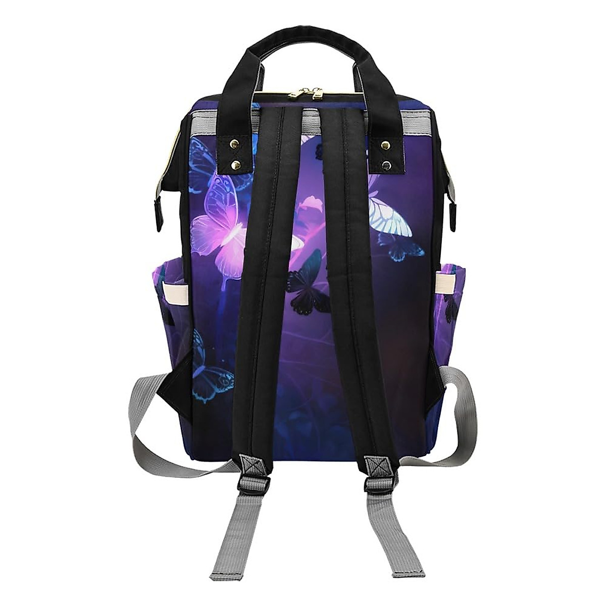 XOZOTY Fantasy Purple Butterfly Diaper Bags Backpack with Name Personalized Baby Bag Nursing Nappy Bag Travel Tote Bag Gifts