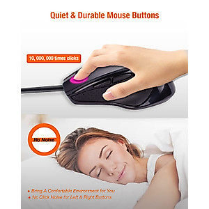 USB C Wired Mouse,INNOMAX USB-C Ergonomic/Large Size Mouse/6 Buttons with 3 Level DPI Adjustable Level, Page Down& UP Button for MacBook Pro, iPad Pro and Laptop with USB-C Port(Black)