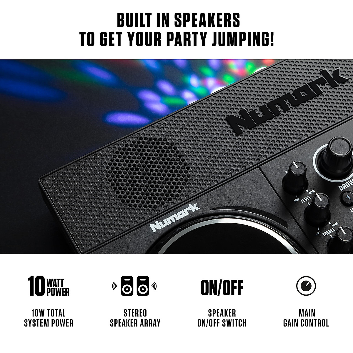 Numark Party Mix Live + HF125 - DJ Controller/Adults & Kids DJ Set with DJ Lights, DJ Speakers, DJ Mixer and Portable DJ Headphones