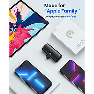 Taegila Portable Phone Charger for iPhone, 5000mAh Small Power Bank MFi Certified Built in Cable LCD Display & LED Light for All iPhone Series 14/13/12/11/XR/X/SE/8/7/6 Pro Max