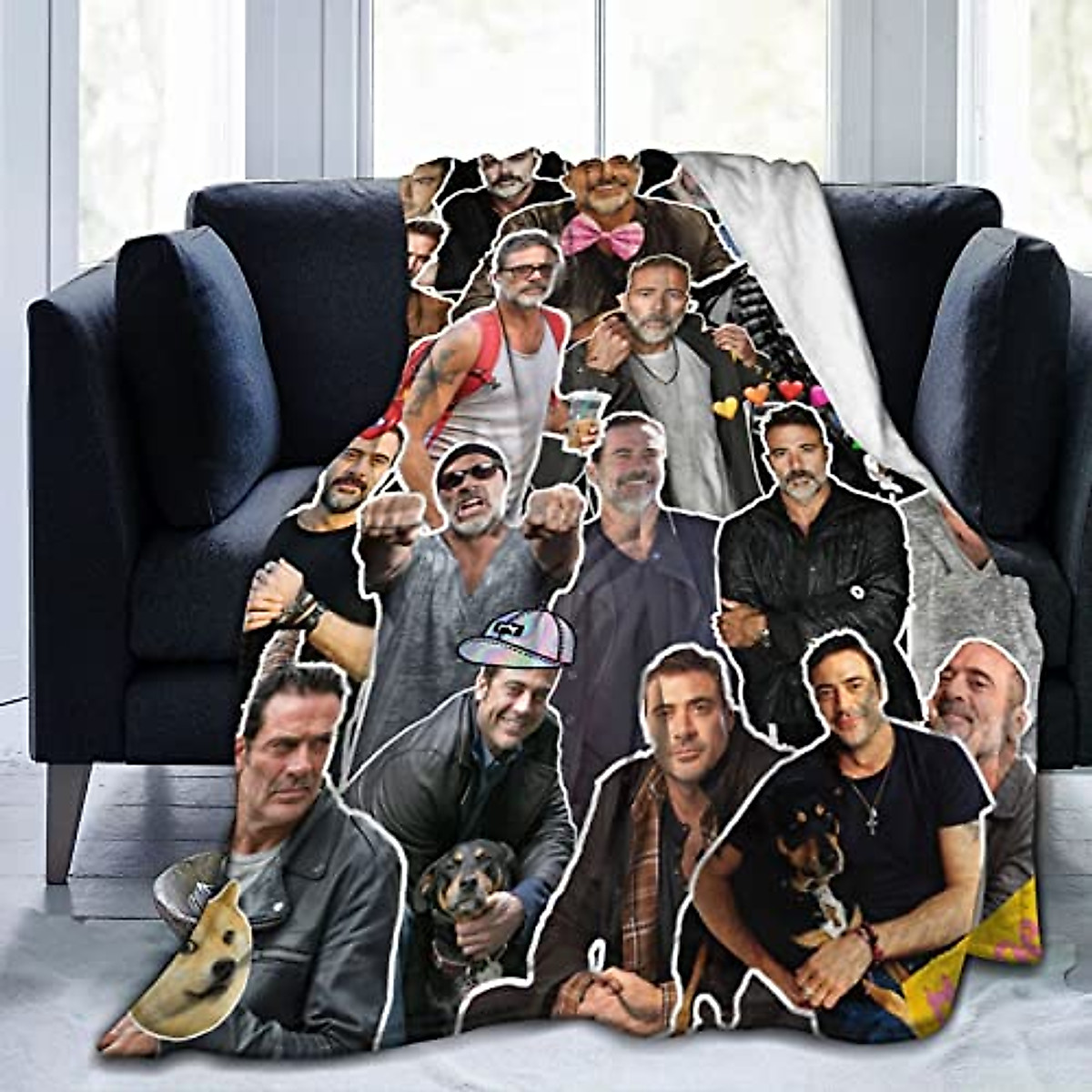 Blanket Jeffrey Dean Morgan Soft and Comfortable Warm Fleece Blanket for Sofa,Office Bed car Camp Couch Cozy Plush Throw Blankets Beach Blankets