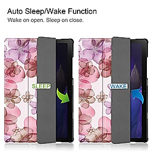 Ratesell Case Cover for Samsung Galaxy Tab A8 10.5-Inch 2022 (SM-X200/X205/X207), Shockproof Ultra Thin Lightweight Tri-Fold Stand Cover with Auto Wake/Sleep Flower