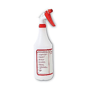 Boardwalk BWK03010 HDPE 32 oz. Trigger Spray Bottles - Clear/Red (3/Pack)