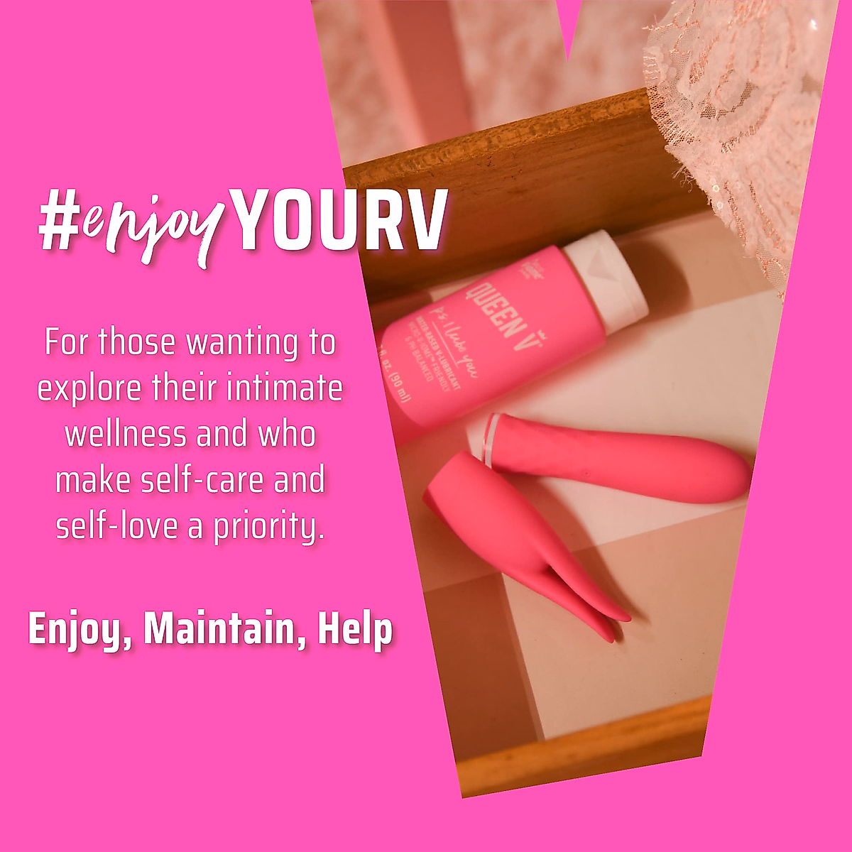 QUEEN V P.S. I Lube You - Intimate Water-Based Lube, pH friendly, Free from Parabens, Artificial Colors, Glycerin & Fragrances, 3 oz. Wetter is Better