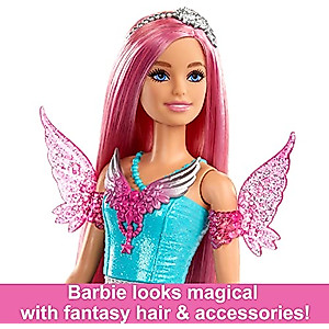 Barbie Doll with Two Fairytale Pets and Fantasy Dress, Barbie “Malibu” Doll from Barbie A Touch of Magic, 7-inch Long Fantasy Hair