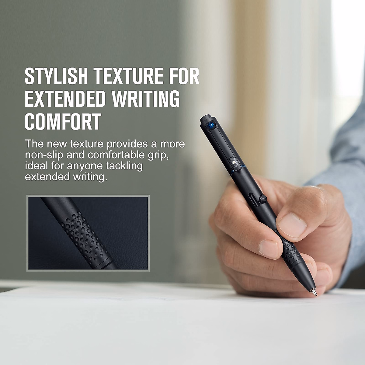 OLIGHT O'Pen Glow EDC Pen Light, 120 Lumens with Green Beam, Rechargeable LED Flashlight for Outdoor Uses, Writing, Adventure, Professional Business Gift(Black)