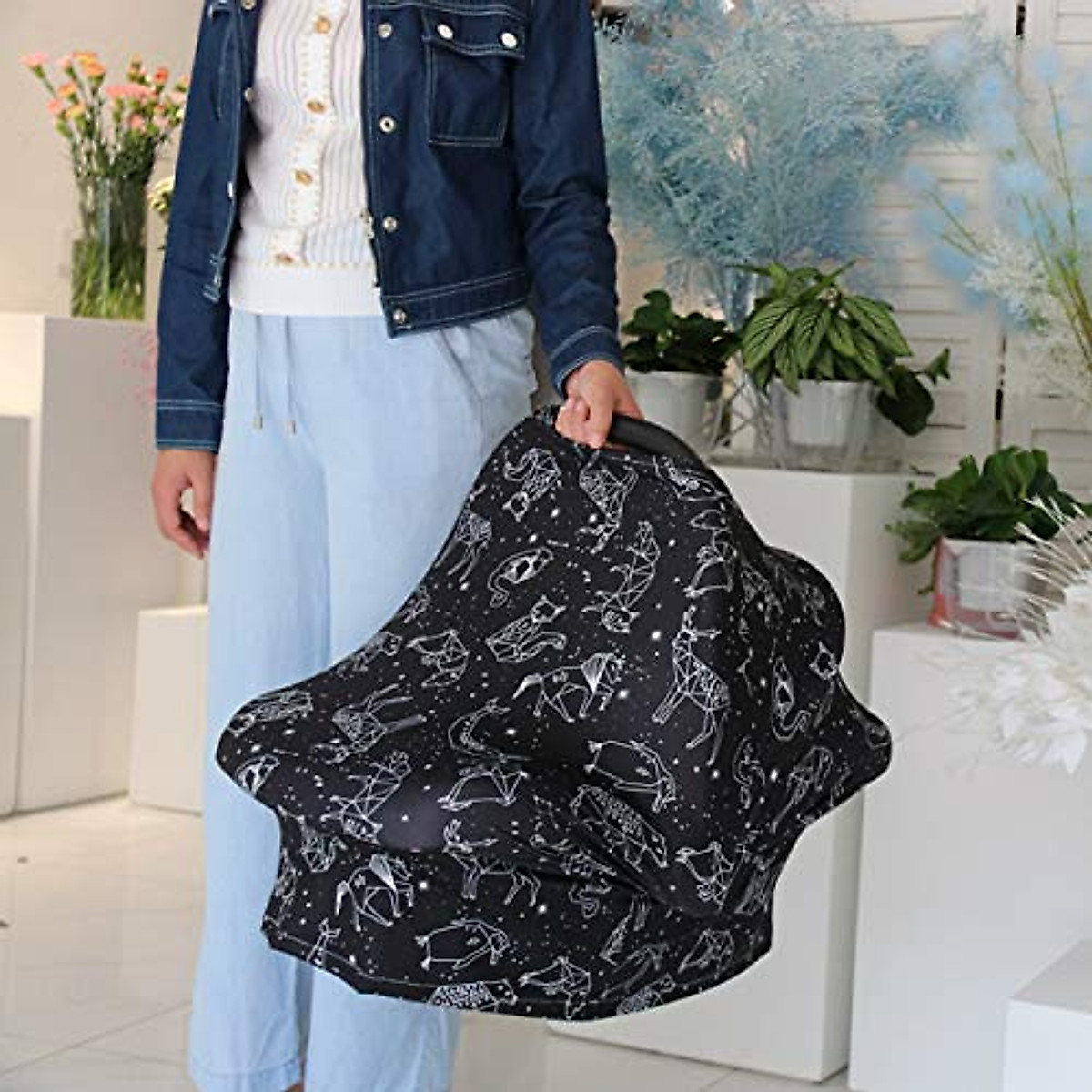 Wallfire Baby Nursing Cover, Multi-Function Breastfeeding Cover Baby Car Seat Canopy Stroller Cover Stretchy Nursing Cover - Constellation