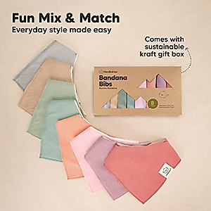 8-Pack Organic Baby Bandana Drool Bibs for Girls - Baby Bibs for Baby Girls, Baby Boys, Soft Cotton Bandana Bibs, Baby Drool Bib, Teething Bibs for Infant, Toddler, Bib Girl (Muted Pastel)