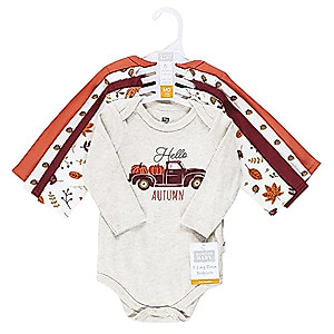 Hudson Baby Unisex Baby Cotton Long-Sleeve Bodysuits Hello Autumn, 0-3 Months