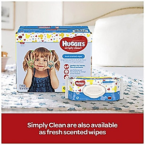 HUGGIES Simply Clean Fragrance Free Baby Wipes, 11 Soft Pack (792 Count Total), Alcohol and Paraben Free