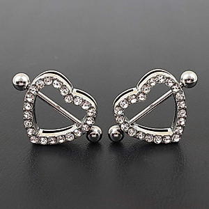 IrbingNii Stainless Steel Heart Nipple Rings Nipple Piercings for Women Girls Body Piercing Jewelry 14G