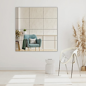 PETAFLOP Full Length Mirror Tiles, 4Pcs 14x11 Inch Glass Full Body Wall Mirror for Home Gym Bedroom Living Room Closet Door Dorm