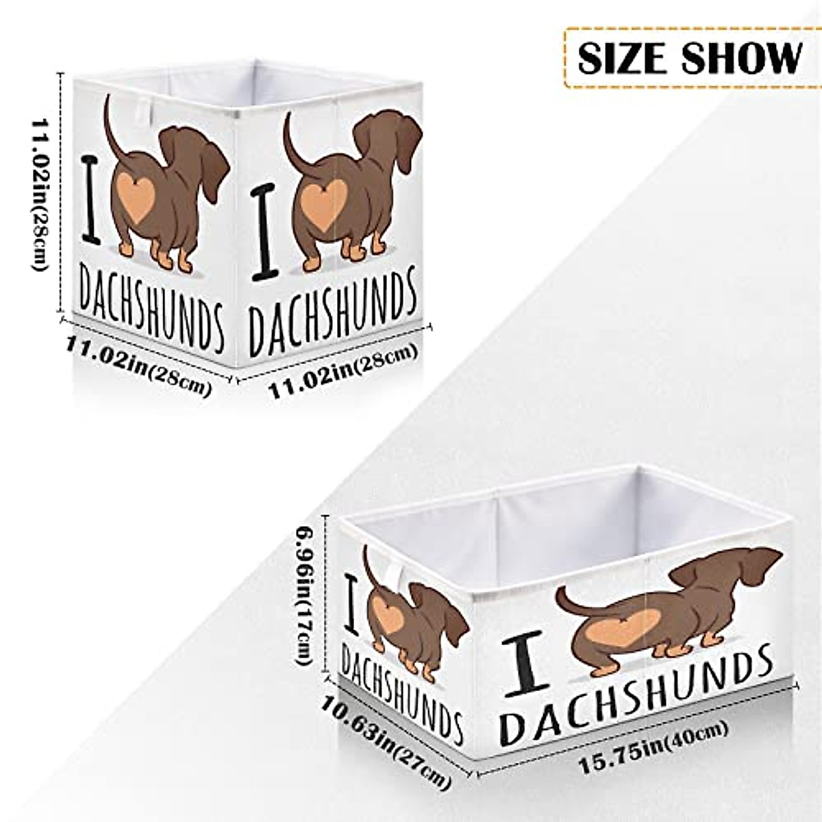 RunningBear Dachshund Dog Storage Basket Storage Bin Square Collapsible Toy Bins Decorative Storage Boxes Organizer for Clothes Towels Magazine