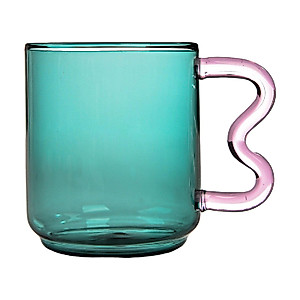 SM SunniMix Borosilicate Glass Mug Water Tumbler Cup Drinkware with Creative Ear Handle 15oz/450 Mugs for Christmas Thanksgiving Gift Kitchen Office, Green