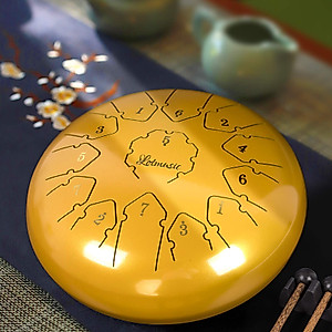 Steel Tongue Drum, lotmusic 13 Notes 12 Inches Percussion Instrument ，Tank Drum - Handpan Drum Kit - Drum Mallets Padded Travel Carry Bag Music Book and Finger Picks for Beginner Adult Kids，C Major