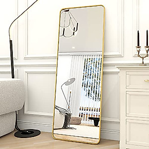 BEAUTYPEAK Gold Full Length Mirror, 64"x21" Rounded Corner Floor Mirror Standing Hanging or Leaning Against Wall, Suitable for Bedroom or Dressing Room