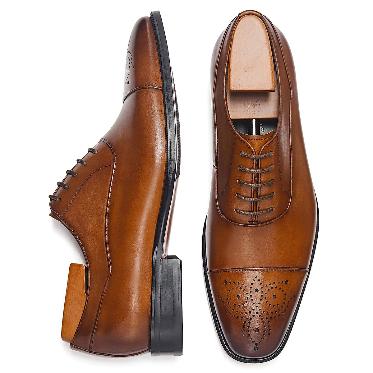 Latest Model Men Dress Shoes Formal Oxford Office Genuine Leather Shoes Brown