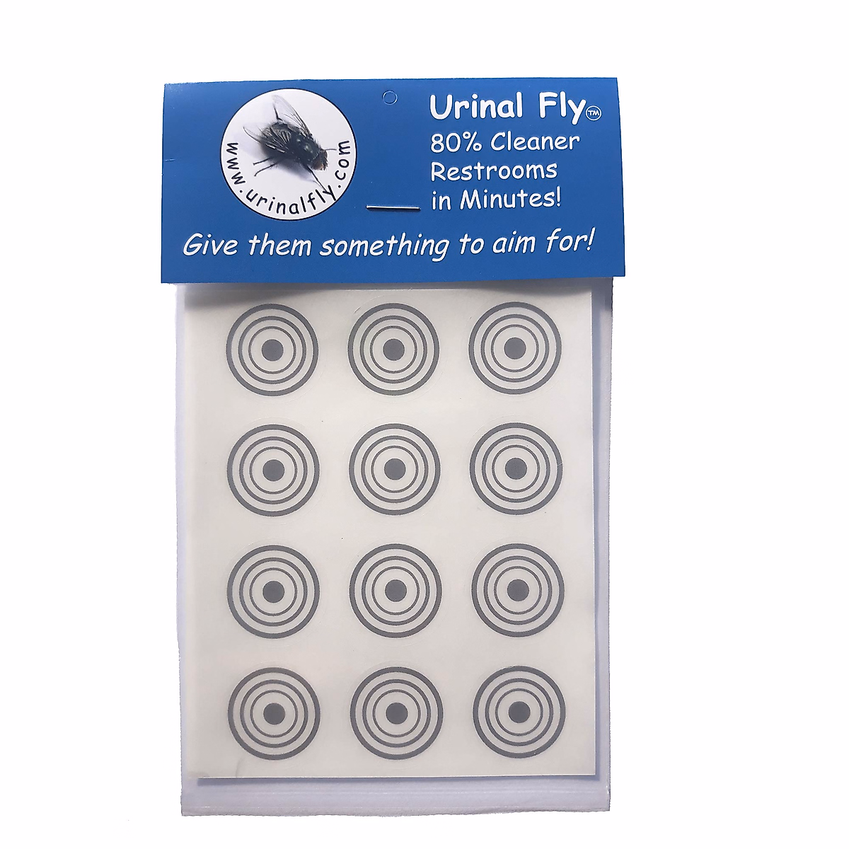 Urinal Fly Toilet Stickers, 12 Packs, Grey Target, 80% Cleaner Bathrooms in Minutes!