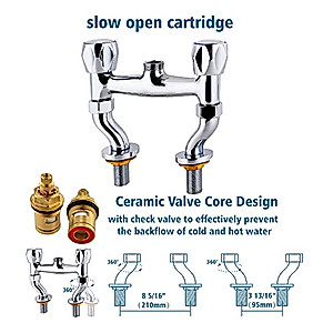 MS Commercial Kitchen Sink Faucet with Sprayer 4-8 Inch Adjustable Center Deck Mount 25'' Height Brass Pre Rinse Unit with Spray Valve and 8 inch Add on Spout Fit for Restaurant Hotel Laundry Sink