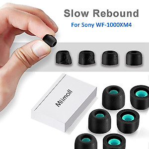 (3 Pairs) Miimall Compatible for Sony WF-1000XM4 Ear Tips, Soft Replacement Memory Foam Tips for Sony WF-1000XM4, WF-1000XM4 Foam Tips Accessories