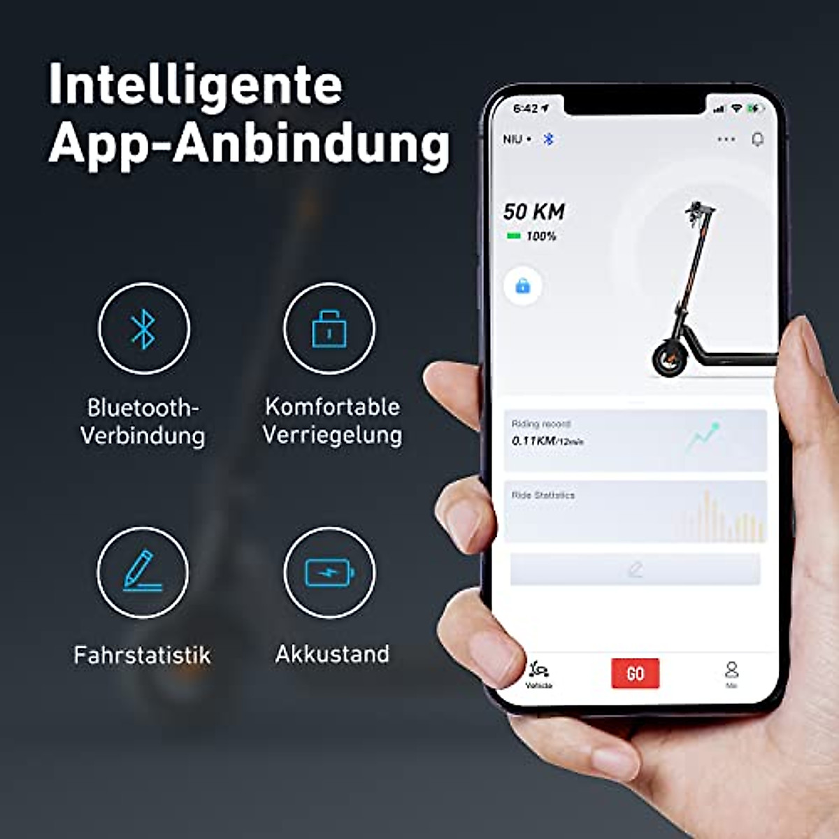 NIU Electric Scooter for Adults - KQi3 Pro with 350W Power, 31 Miles Long Range, Max Speed 20MPH, Wider Deck, Triple Braking System, 9.5'' Tubeless Fat Tires, Portable & Folding, UL Certified