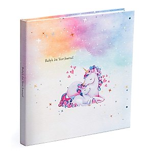 Pillow and Toast Baby Memory Book First Time Mom, Baby Books First Year Memory Book for Girls Unicorn Gift, Minimalist Baby Keepsake Journal with Pregnancy Scrapbook Postcard