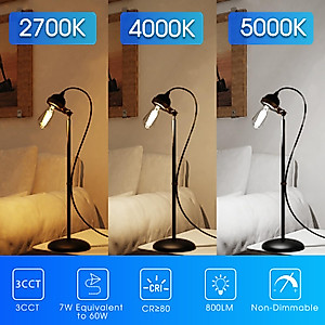 E ENERGETIC LIGHTING ST58/ST18, LED Filament Light Bulbs, 3CCT, 2700K/4000K/5000K,High Brightness, 7W, 60 W Equivalent,Classic Clear Glass, E26, 4 Pack