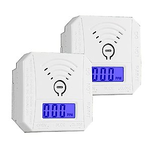 YMDJL Carbon Monoxide Detector 2 Pack, Battery Operated High Accuracy CO Alarm with Sound Warning and Digital LCD Display (2AAA Batteries NOT Included)