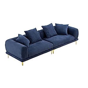 Goohome 108.3" Modern Sectional Sofa with Metal Legs, Modern Elegant Fabric Upholstered 4 Seater Couch with 4 Pillows, Living Room Furniture Set for Apartment Bedroom Office