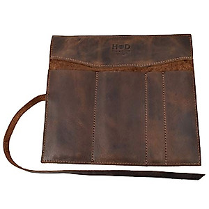 Hide & Drink, Leather Rollup Pen / Pencil Storage Case / Pouch Organizer Handmade Includes 101 Year Warranty :: Bourbon Brown