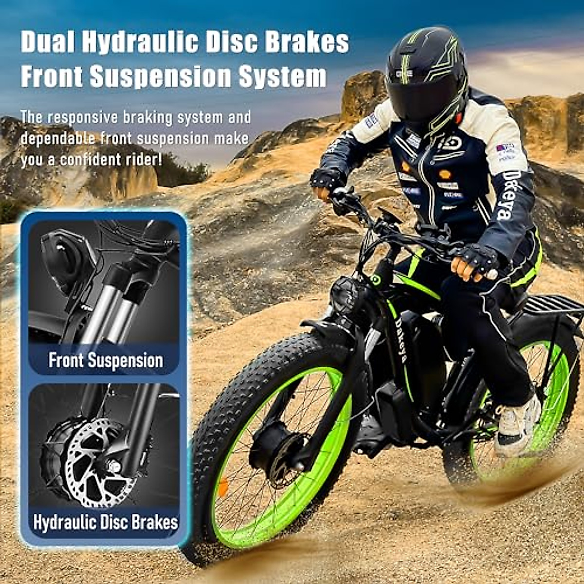 Dakeya Da06 Electric Bike for Adults,Dual Motor Ebike AWD 2000W,21-Speed 35MPH Mountain Snow Ebike with Removable 52V 23AH Battery,26" x 4.0 Fat Tire E-Bike with High-Capacity Cycling Pannier Bag