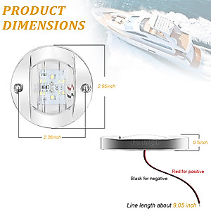 PSEQT 4Pcs Marine Boat Interior Lights, 12V LED Boat Deck Courtesy Light 3'' Round White 6 LED Stern Transom Anchor Light Waterproof Night Fishing Pontoon Lights Surface mount