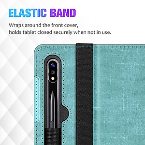 Fintie Case for Samsung Galaxy Tab S10 Plus/ S9 Plus/ S8 Plus/ S7 FE/ S7 Plus 12.4 Inch, Multi-Angle Viewing Protective Cover with Pocket, Auto Sleep/Wake, Turquoise