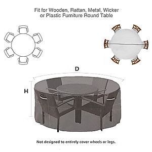 Outdoor Covers for Patio Furniture Set-Round - Beige, 55x24inch, 420D Heavy Duty, Waterproof UV Resistant, Patio Furniture Covers, Outdoor Table Cover, for Your Outdoor Coffee Table and Chairs