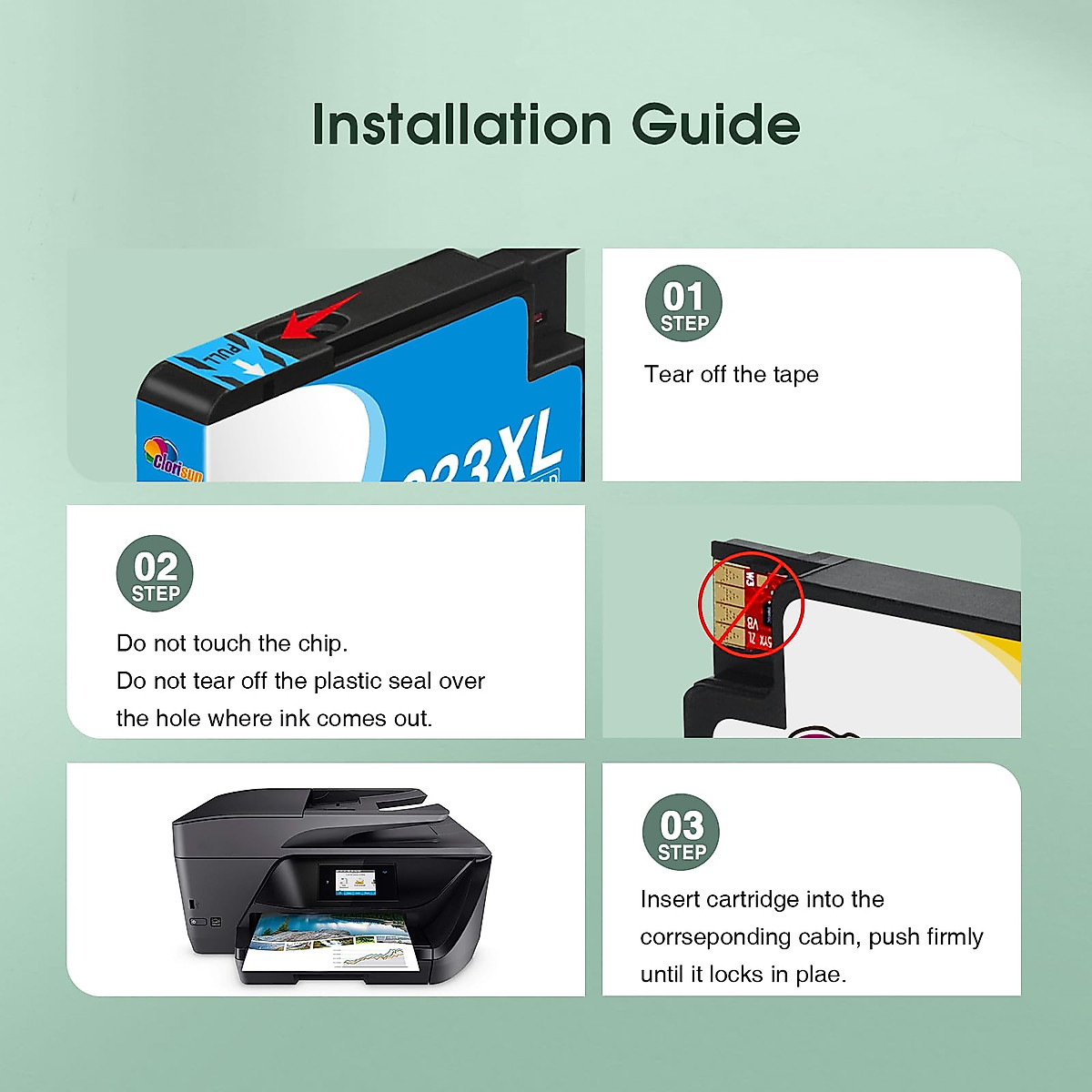 Clorisun 933 933XL Color Ink Cartridge Compatible for HP 933 933XL OfficeJet 6700 6600 7612 6100 7610 7510 7110 Printer (2Cyan, 2Magenta, 2Yellow) 6 Pack