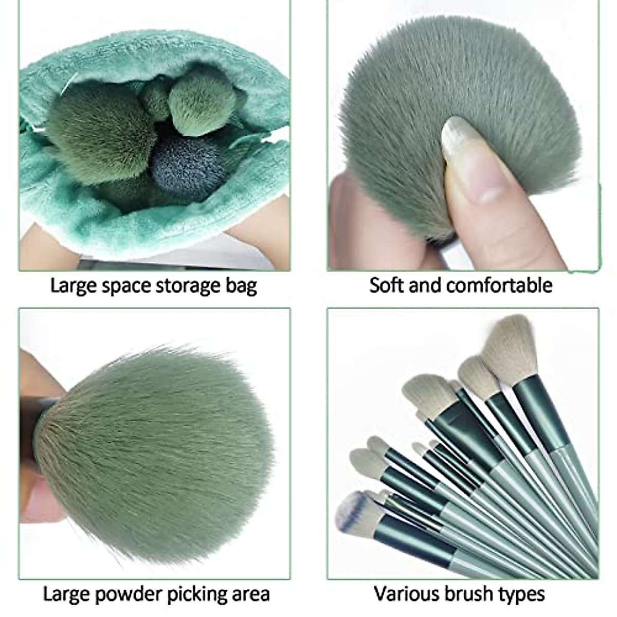 Muhuabeauty 13 pcs Makeup Brushes Set with Beauty Blender, Eyeshadow Brush Set with Cloth Bag and 4 pcs Boxed Sponges for Foundation