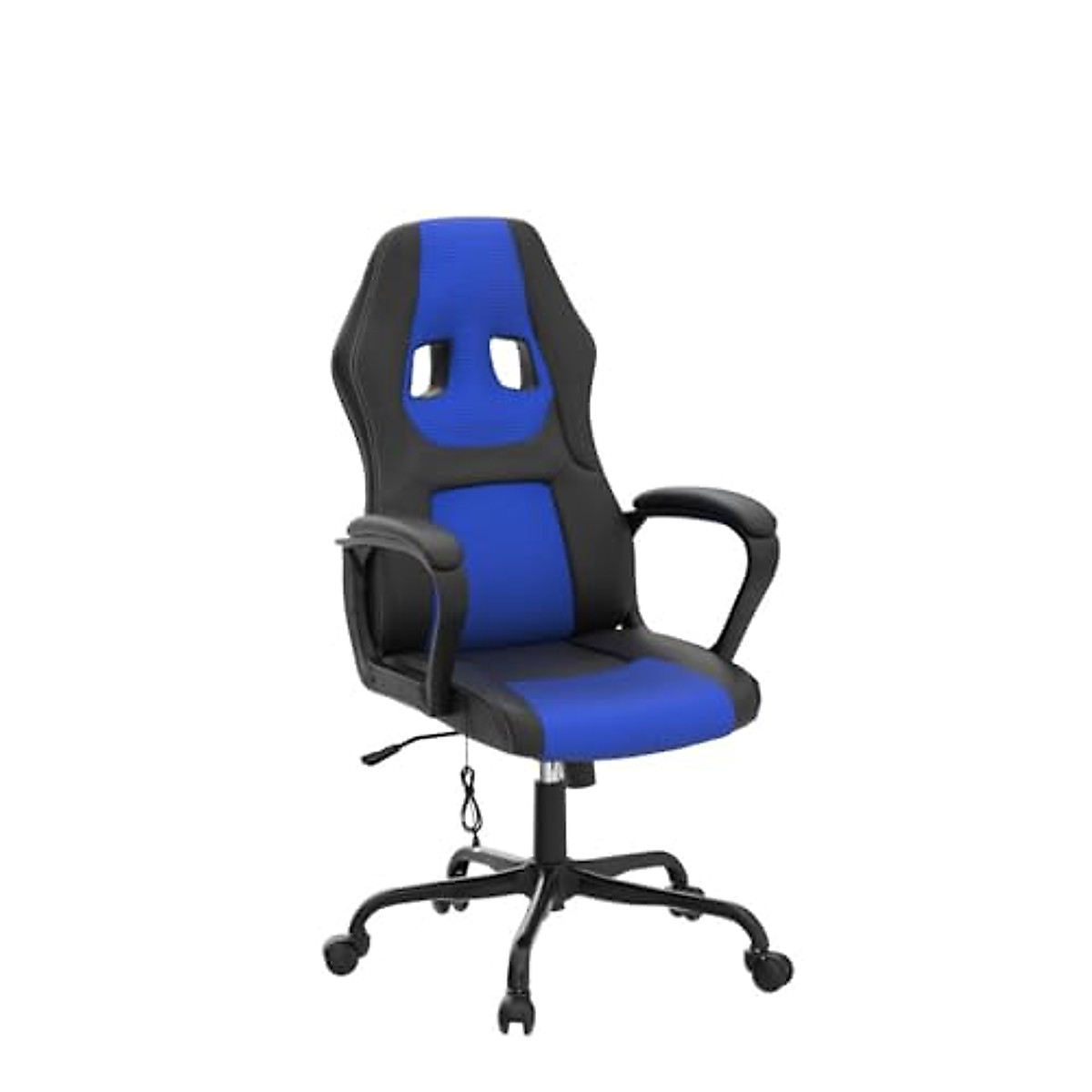 Office Chair Gaming Chair Ergonomic Massage Chair PU Leather Executive Seat with Swivel Base, Massage Lumbar Support, and Padded Armrests (Blue)